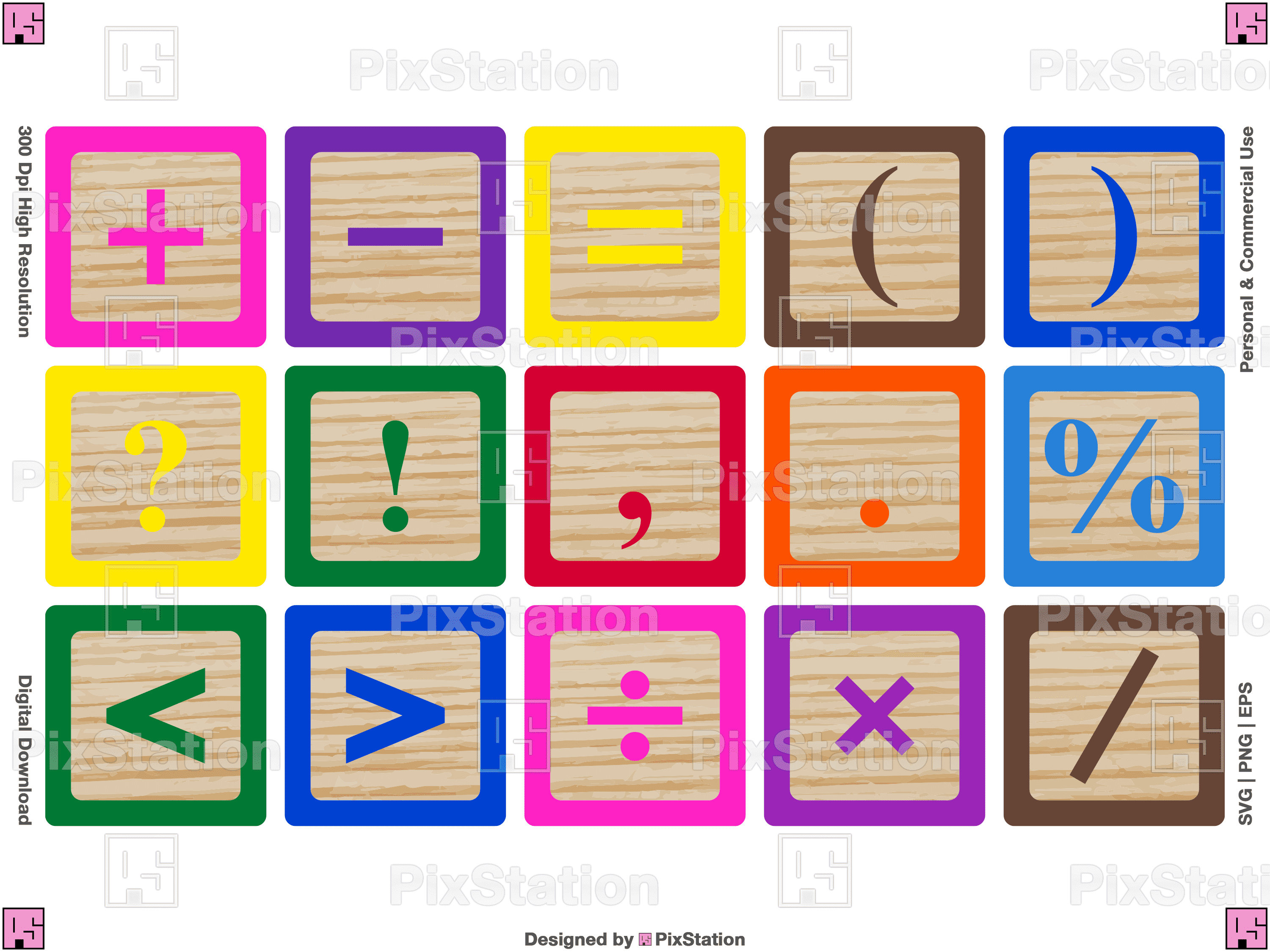 Wooden Alphabet Blocks SVG: Numbers & Signs (digital Download) - Etsy ...