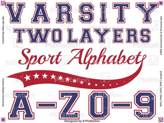 Two Layers Varsity Alphabet Svg Png Dxf Eps Multilayered - Etsy Australia