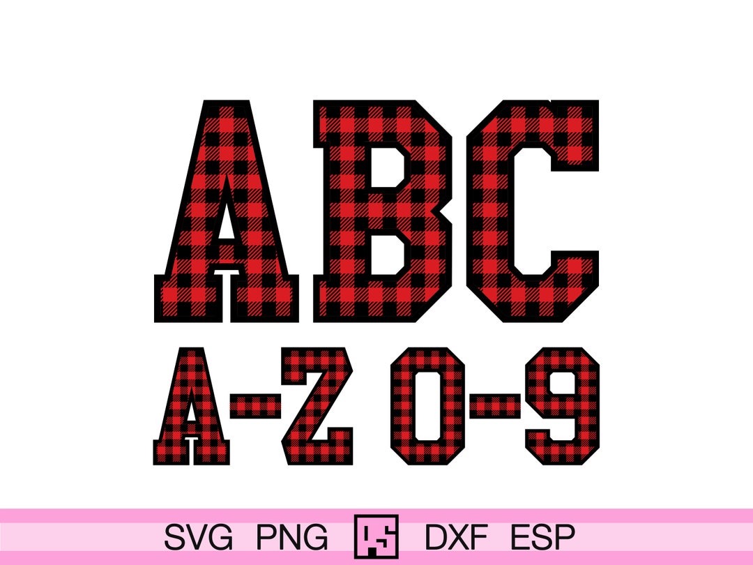 Buffalo Plaid Alphabet Multi Layered Svg, Red Buffalo Plaid Letters ...