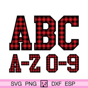 Buffalo Plaid Alphabet Multi Layered Svg, Red Buffalo Plaid Letters ...