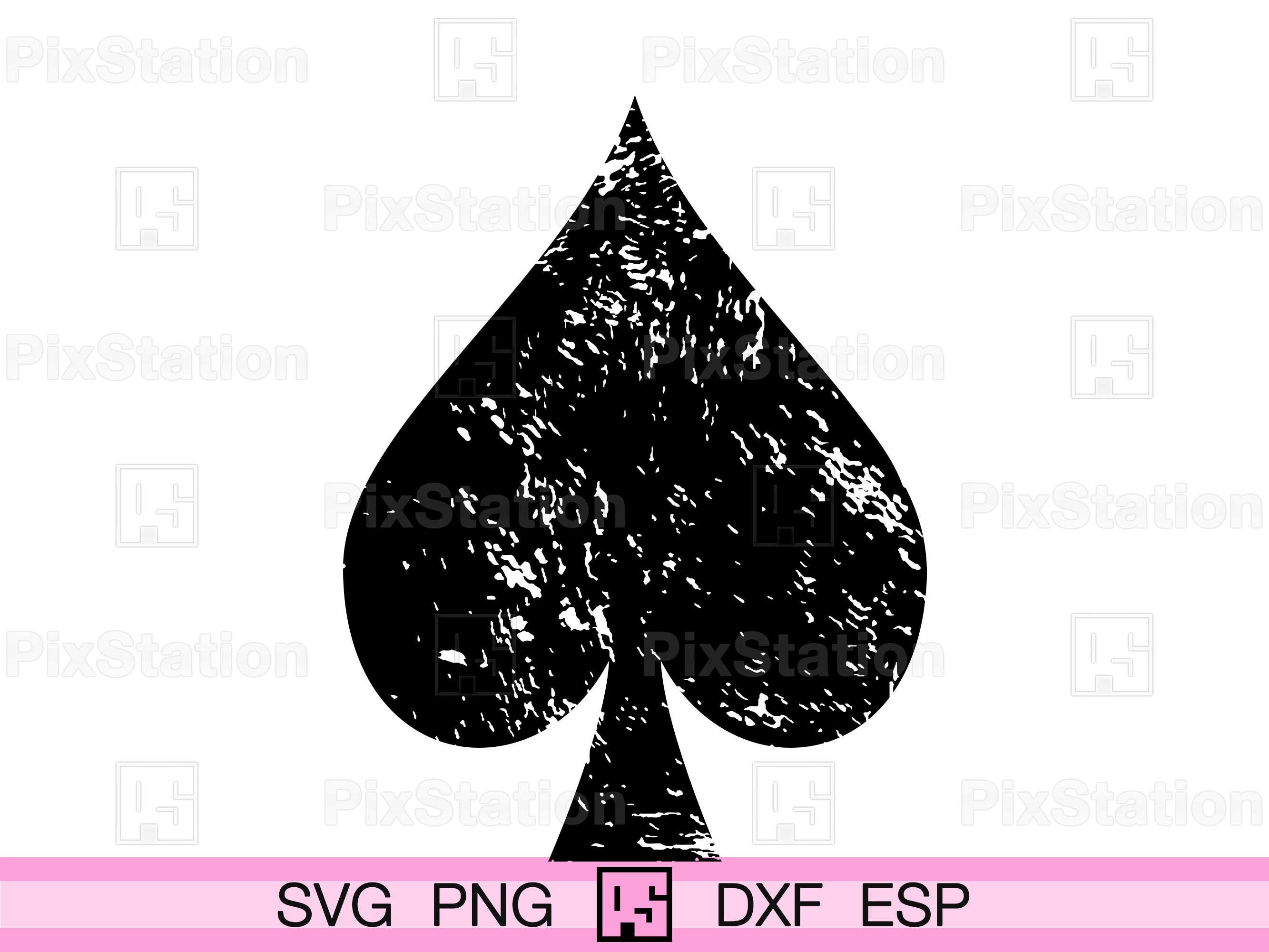 Distressed Playing Card Suit SVG: Poker Spade, Heart, Club, Diamond ...