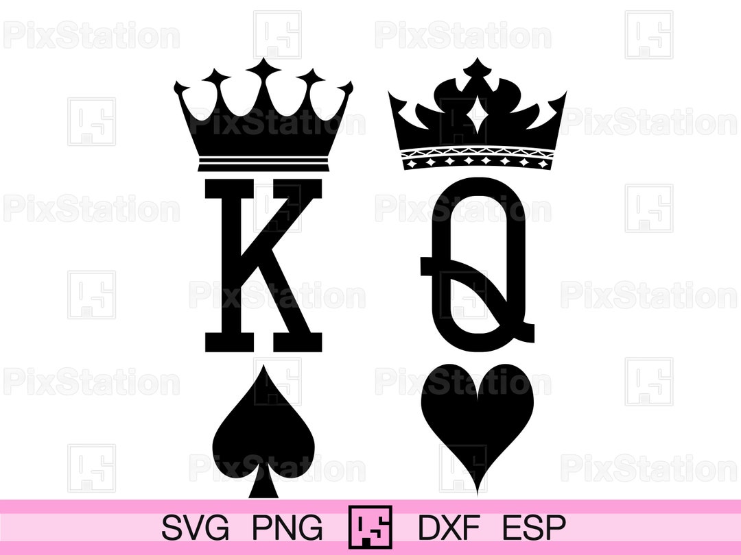 King of Spades Svg, Queen of Hearts Svg, Queen Heart Crown, King Spade ...