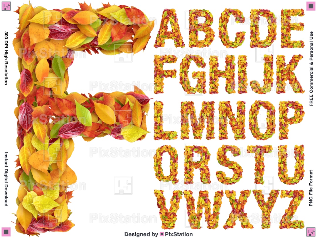 Autumn Alphabet Letters Png, Fall Alphabet, Floral Leaves Autumn ...