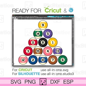Pool Balls SVG Bundle: Billiard Clipart, Cricut & Silhouette Cut Files ...