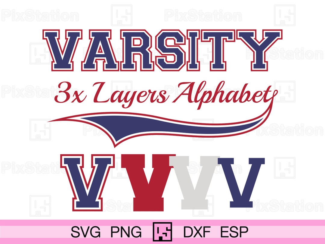Varsity Alphabet SVG: Layered Letters, Numbers, Sports Vector (cut File ...