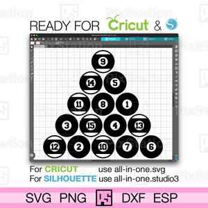 Classic Pool Balls Svg, Black Pool Balls Svg, Billiard Balls Clipart ...