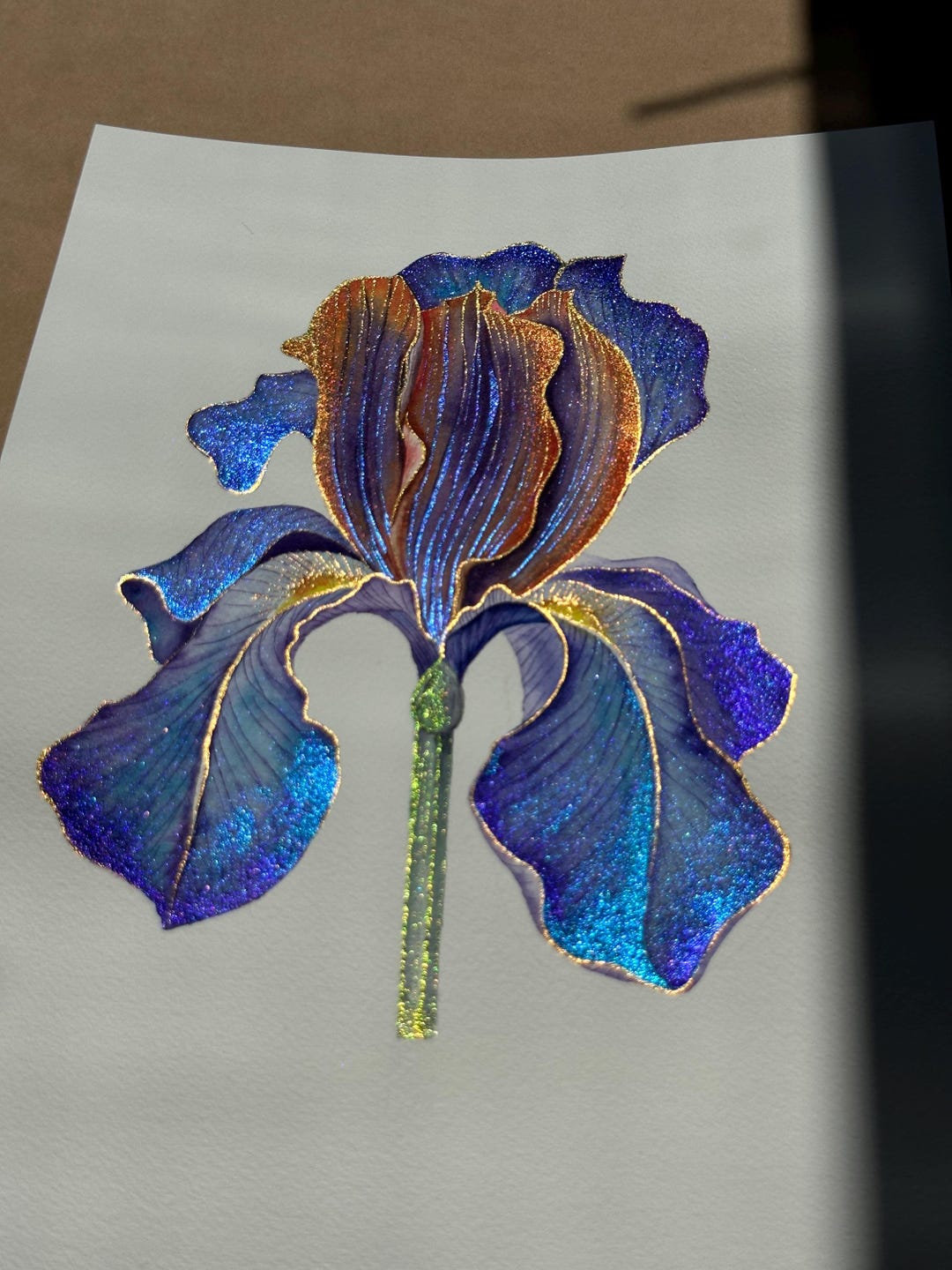 Shimmering Purple Iris – Metallic Watercolor Flower Art (original, Not ...