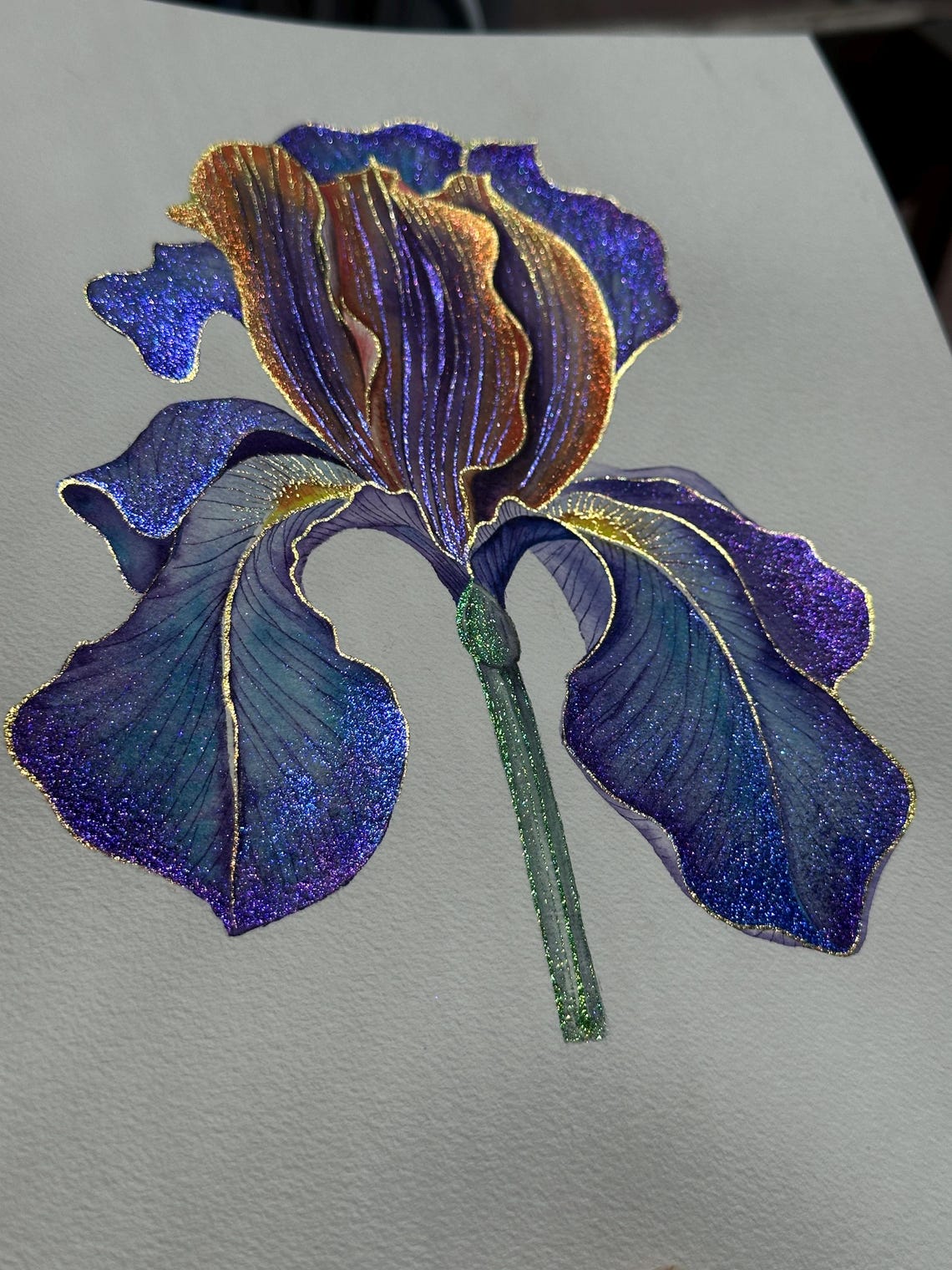 Shimmering Purple Iris – Metallic Watercolor Flower Art (original, Not ...