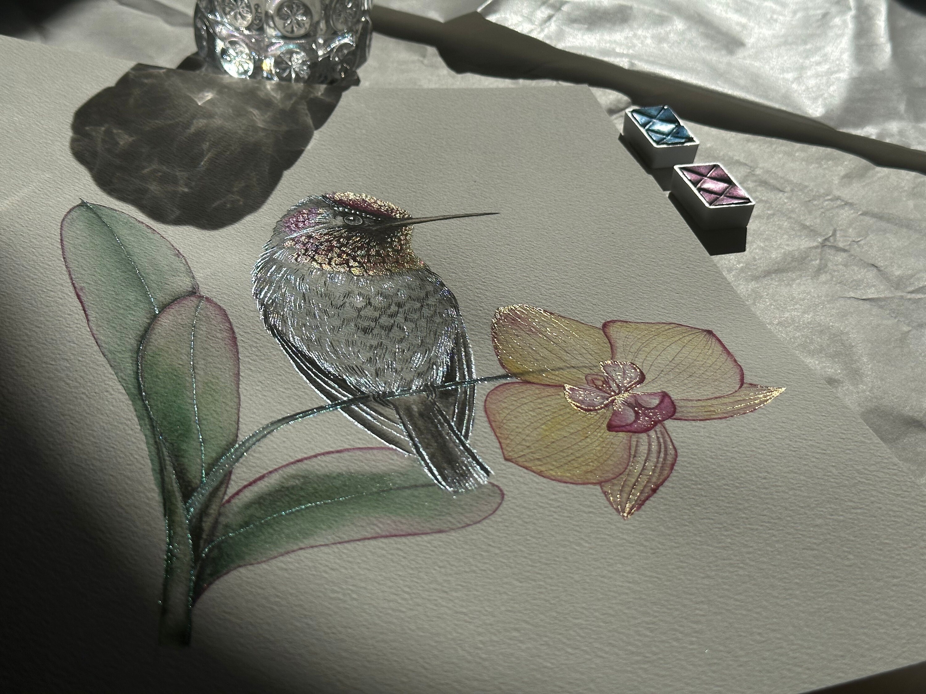 Hummingbird & Orchid - Etsy