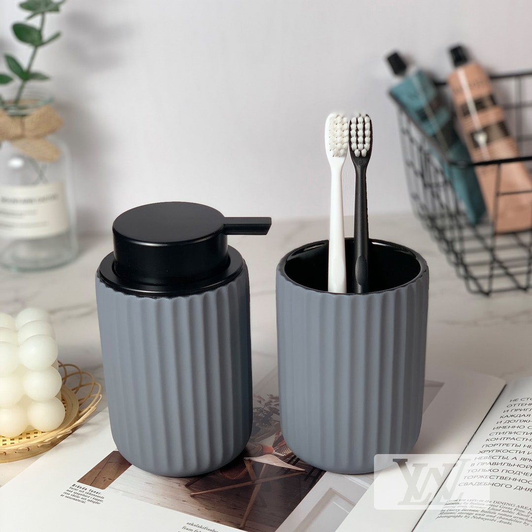 Buy Minimalist Matte Soap Dispenser & Tumbler Set/modern Ceramic Liquid ...