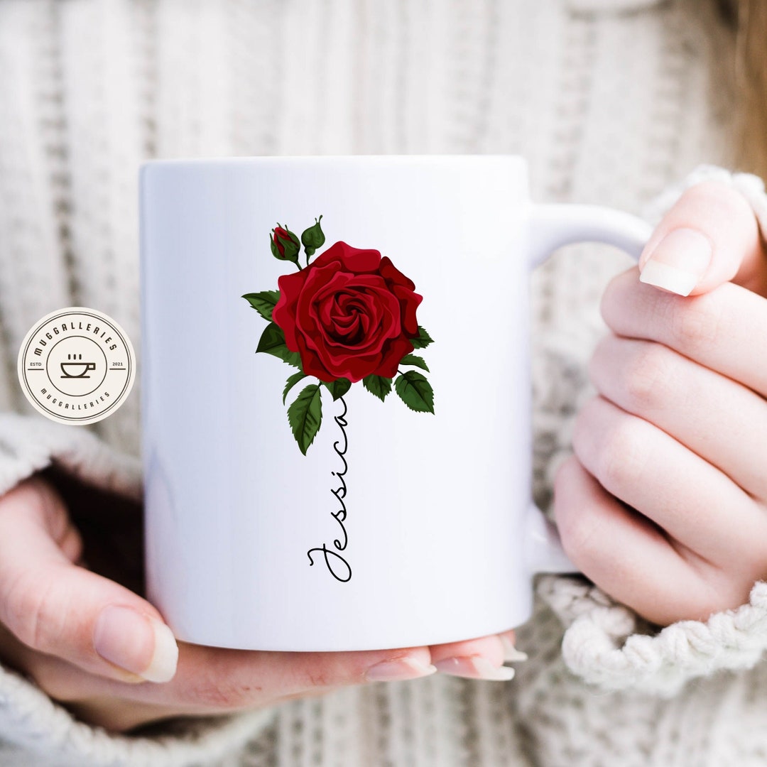 Personalized Rose Mug, Rose Gifts, Rose Flower Cup, Rose Flower Coffee ...
