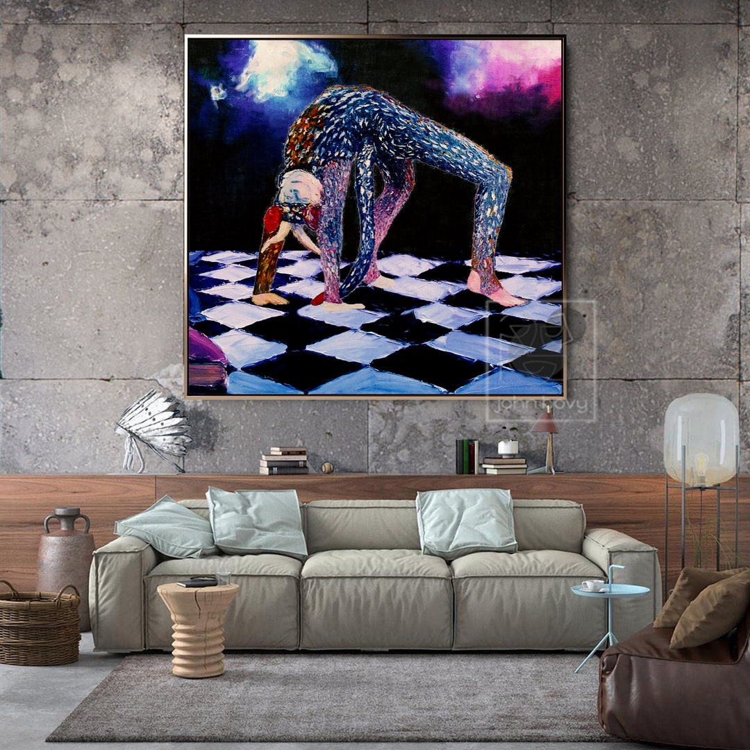 Circus Clown Acrobat Painting Circuit Woman Figure Oversized Artwork of ...