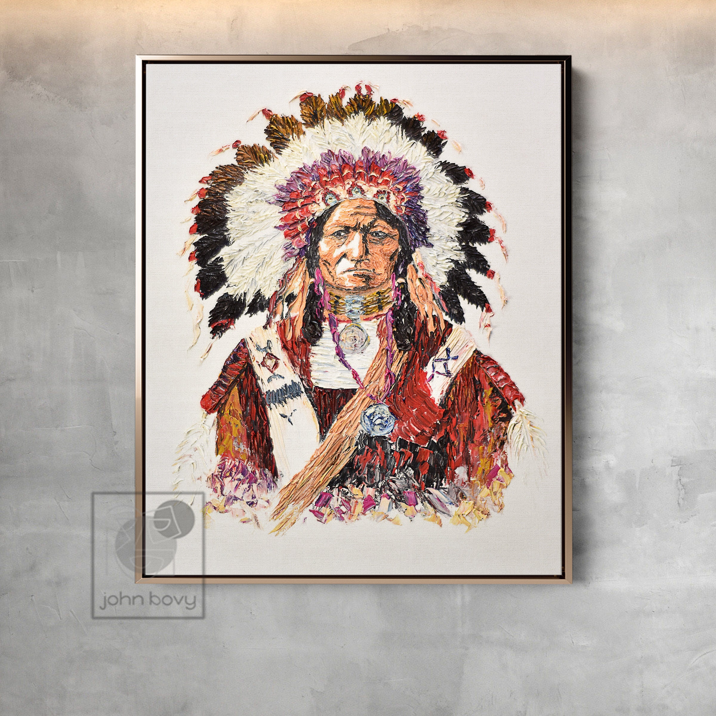 Native American Indian Painting Oil Artwork on Canvas Palette - Etsy