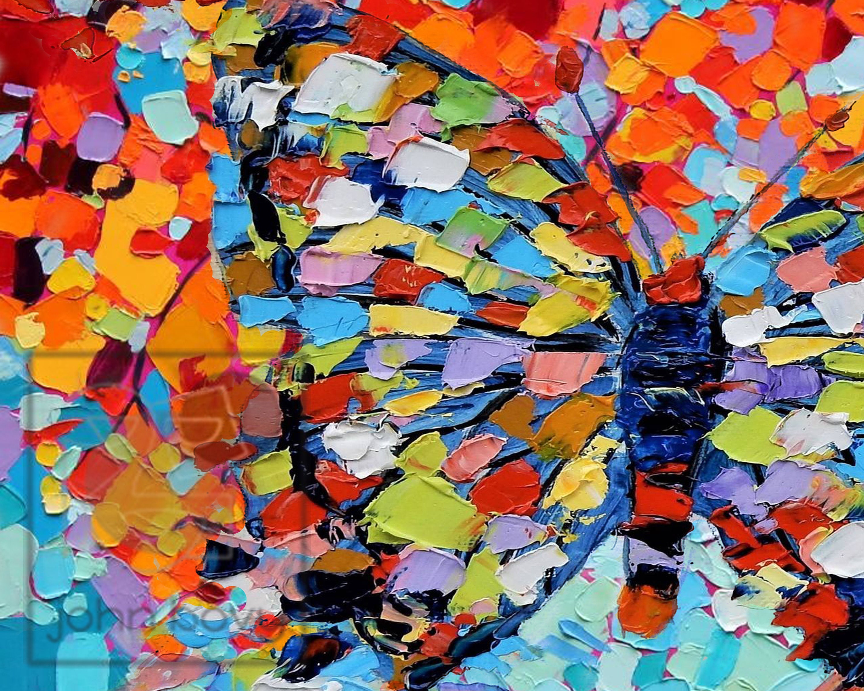 Butterfly Large Canvas Wall Art Abstract Extra Colorful - Etsy