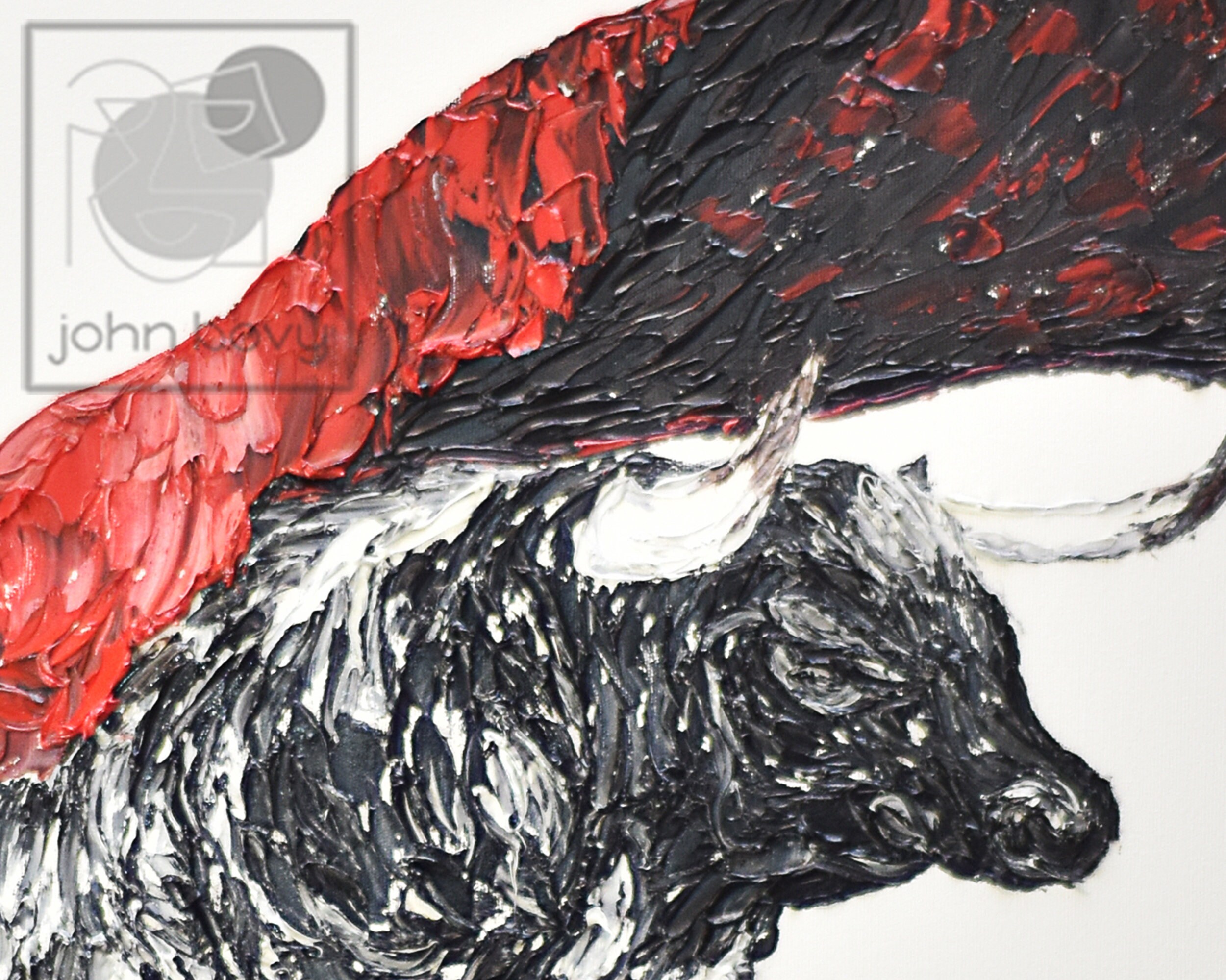 Large Abstract Matador Oil Painting Bull Fighting Wall Art Impasto ...