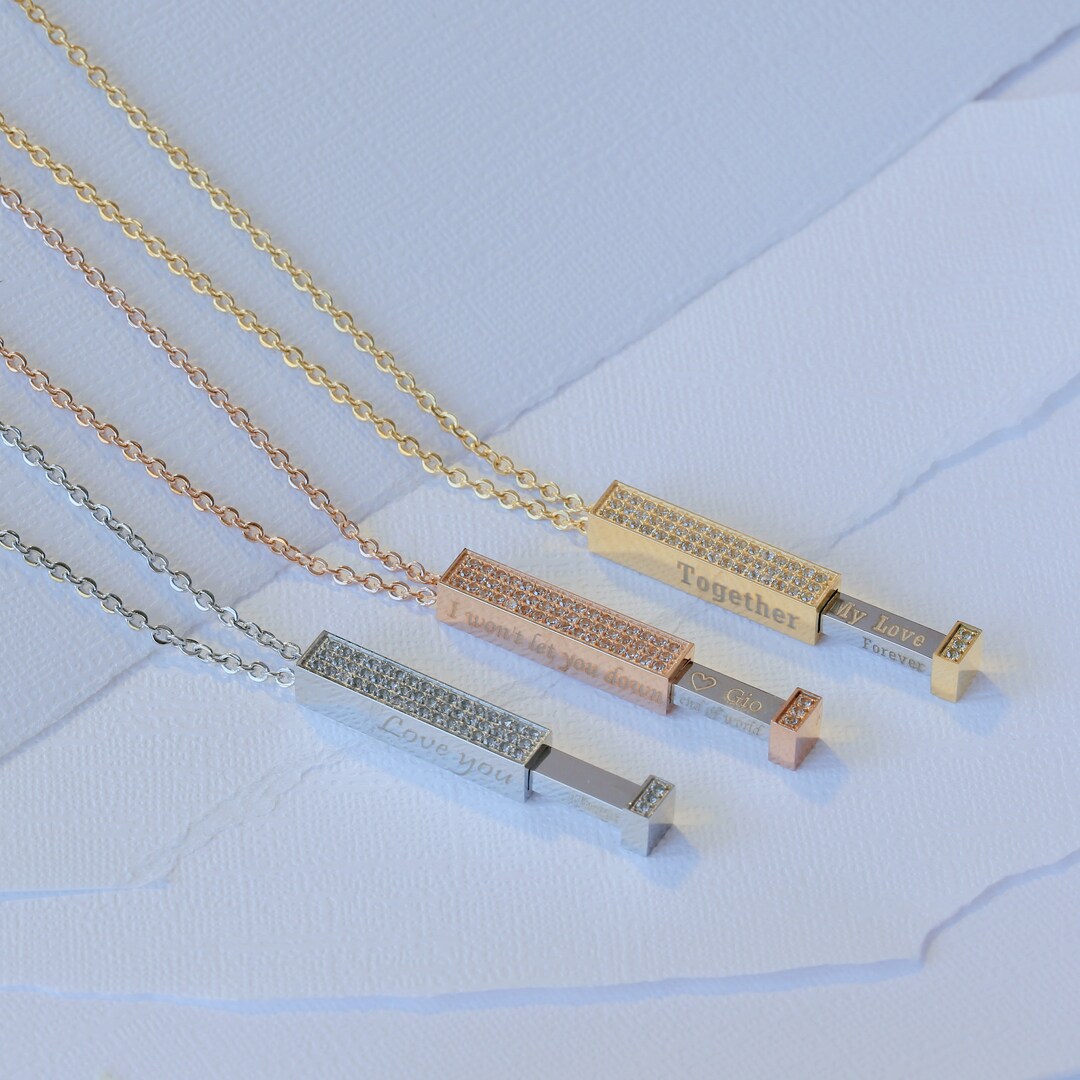 Personalized Engraved Secret Message Stainless Steel Necklace - Etsy