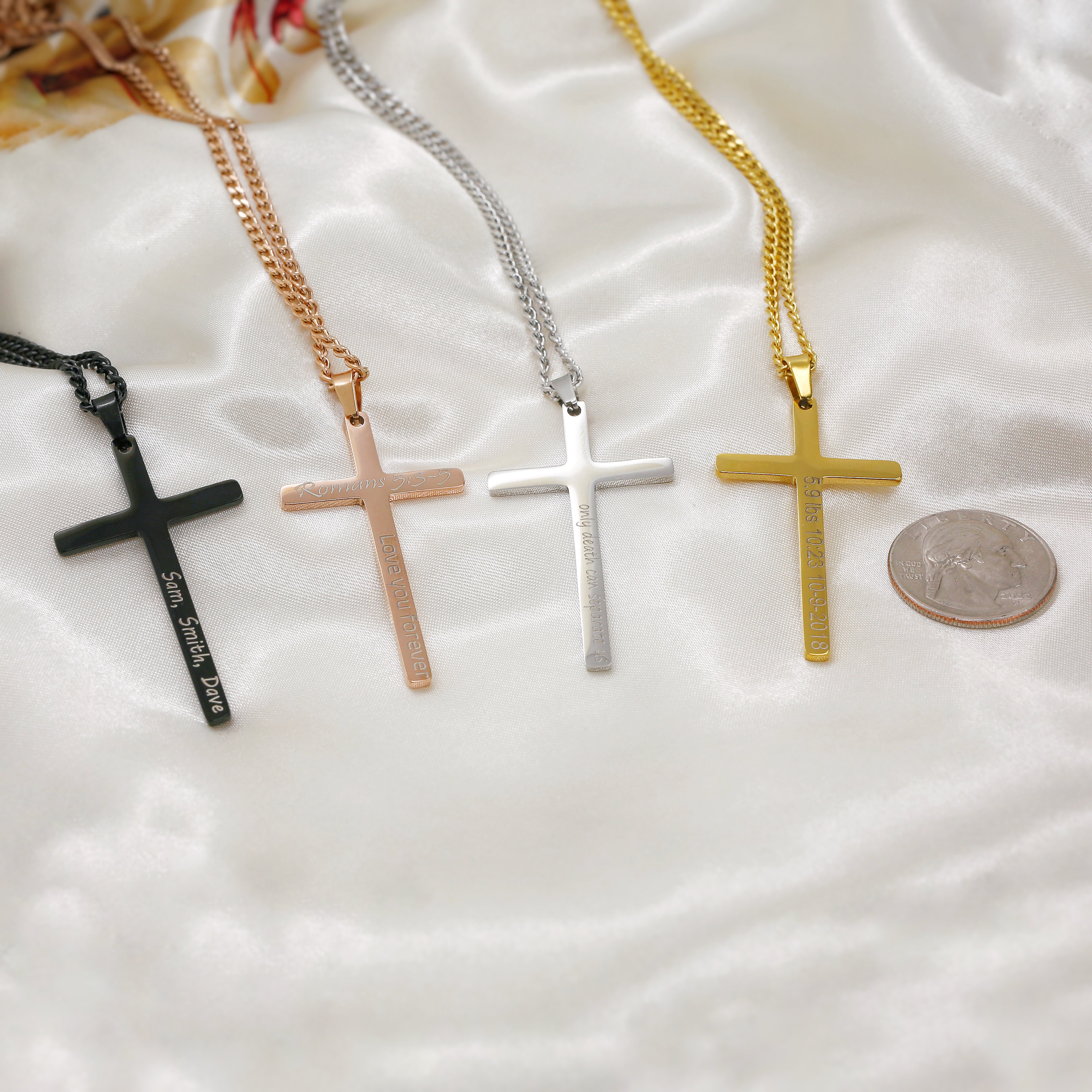 Large Cross Pendant Necklace Personalized Customized Engrave - Etsy