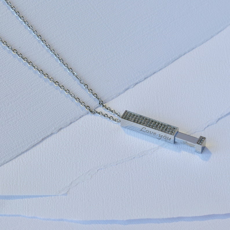 Personalized Engraved Secret Message Stainless Steel Necklace - Etsy