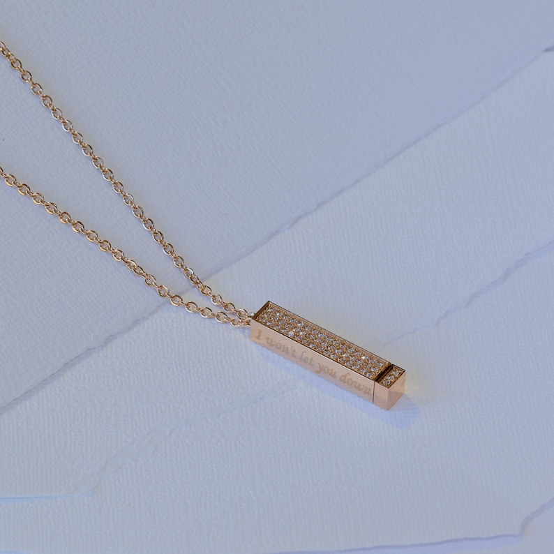 Personalized Engraved Secret Message Stainless Steel Necklace - Etsy