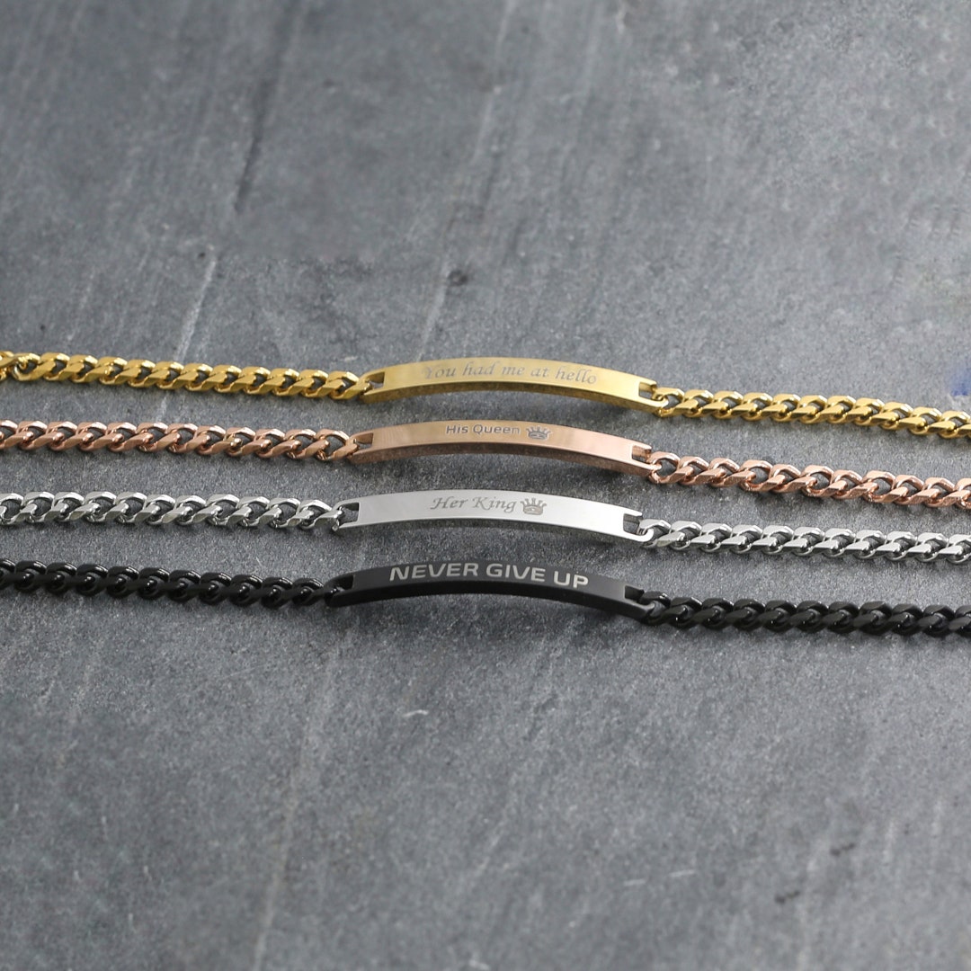 Personalized Motto Engrave Bracelet Chain for Couple Long Distance ...