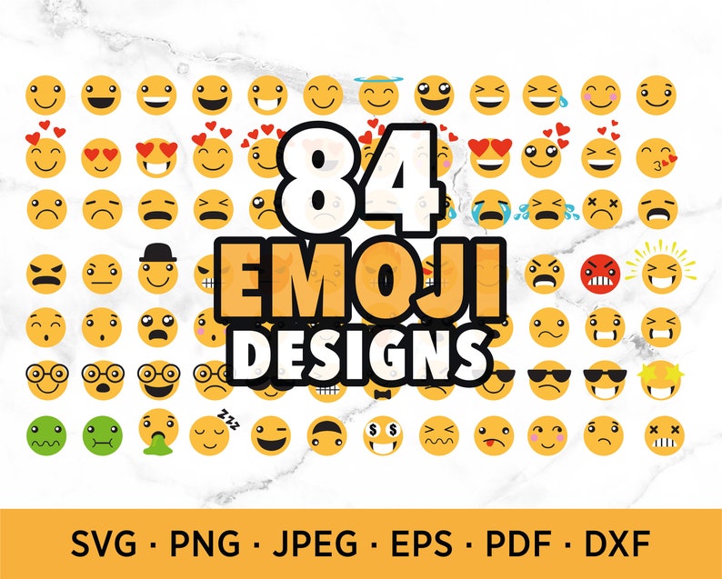 Emoji Collection Svg, Emoji Svg, Emoji Svg Files, Emoji Clipart, Smiley ...