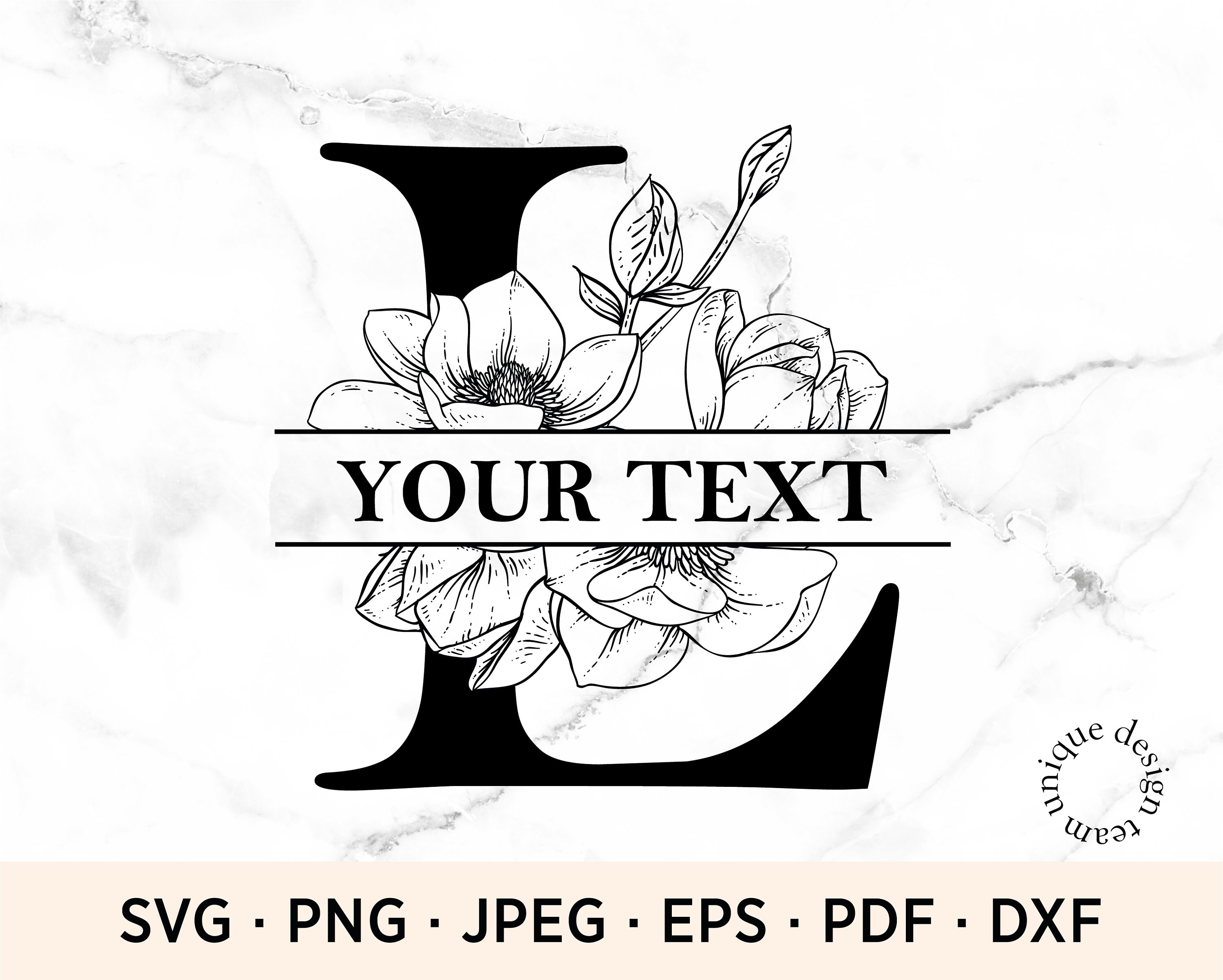 Flower Split Letter L, Personal Floral Letter SVG, Monogram Font ...