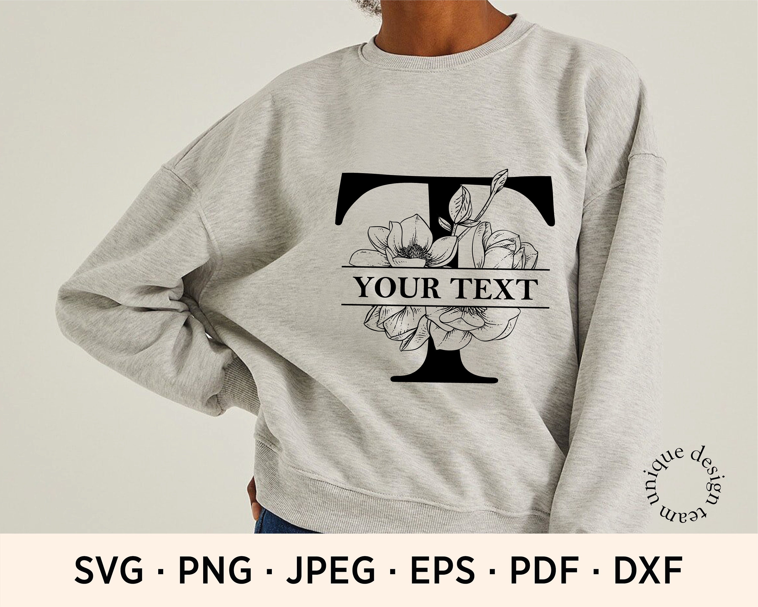 Flower Split Letter T, Personal Floral Letter SVG, Monogram Font ...