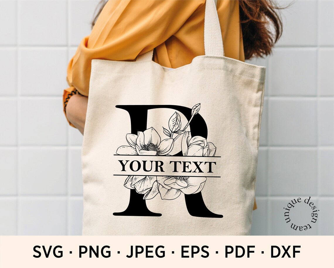 Flower Split Letter R, Personal Floral Letter SVG, Monogram Font ...