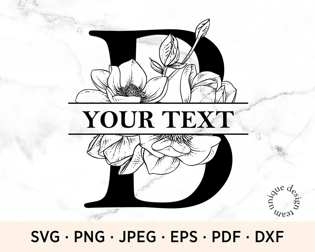 Flower Split Letter B, Personal Floral Letter SVG, Monogram Font ...