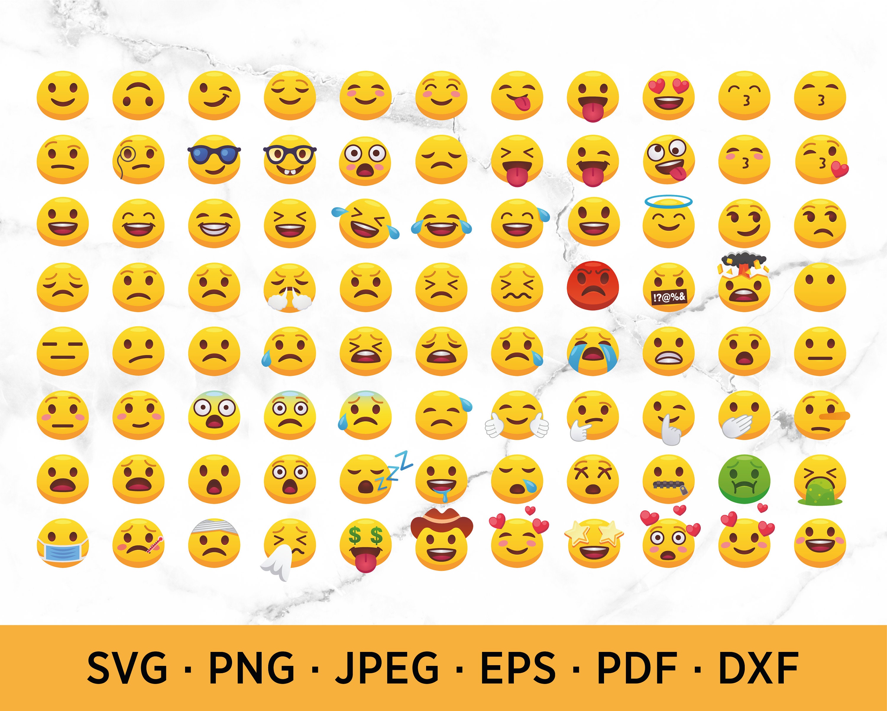 Emoji Collection Svg, Emoji Svg Files, Emoji Svg, Emoji Clipart, Smiley ...