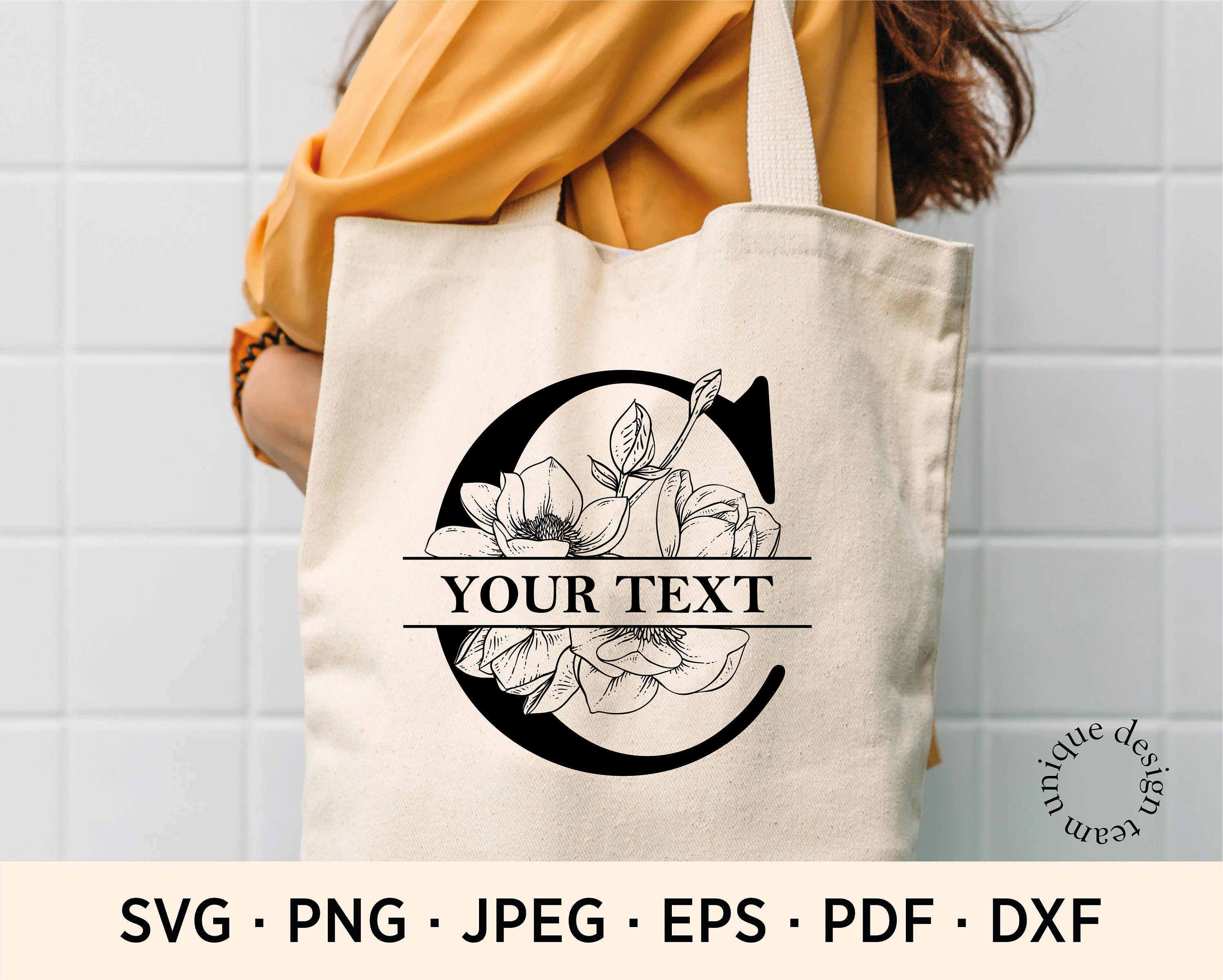 Floral Split Letter C SVG, Personalized Monogram Font (digital Download ...
