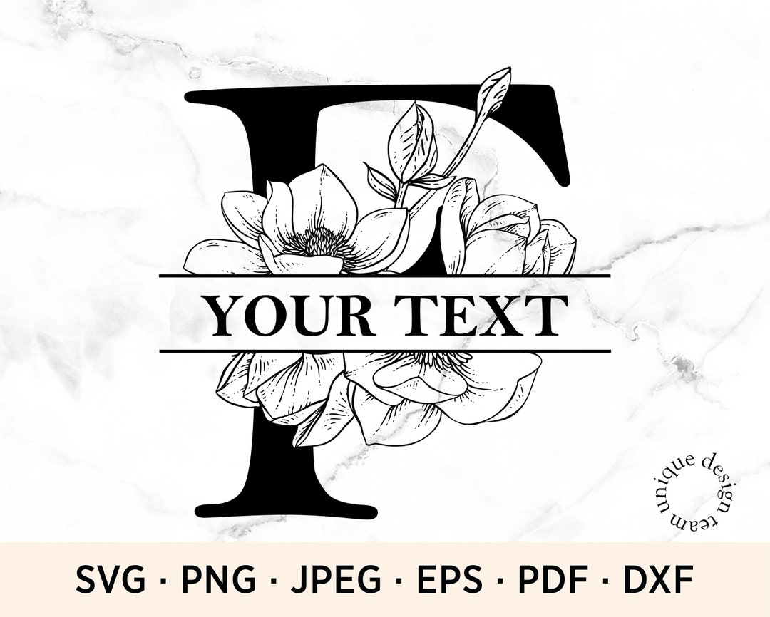 Flower Split Letter F, Personal Floral Letter SVG, Monogram Font ...