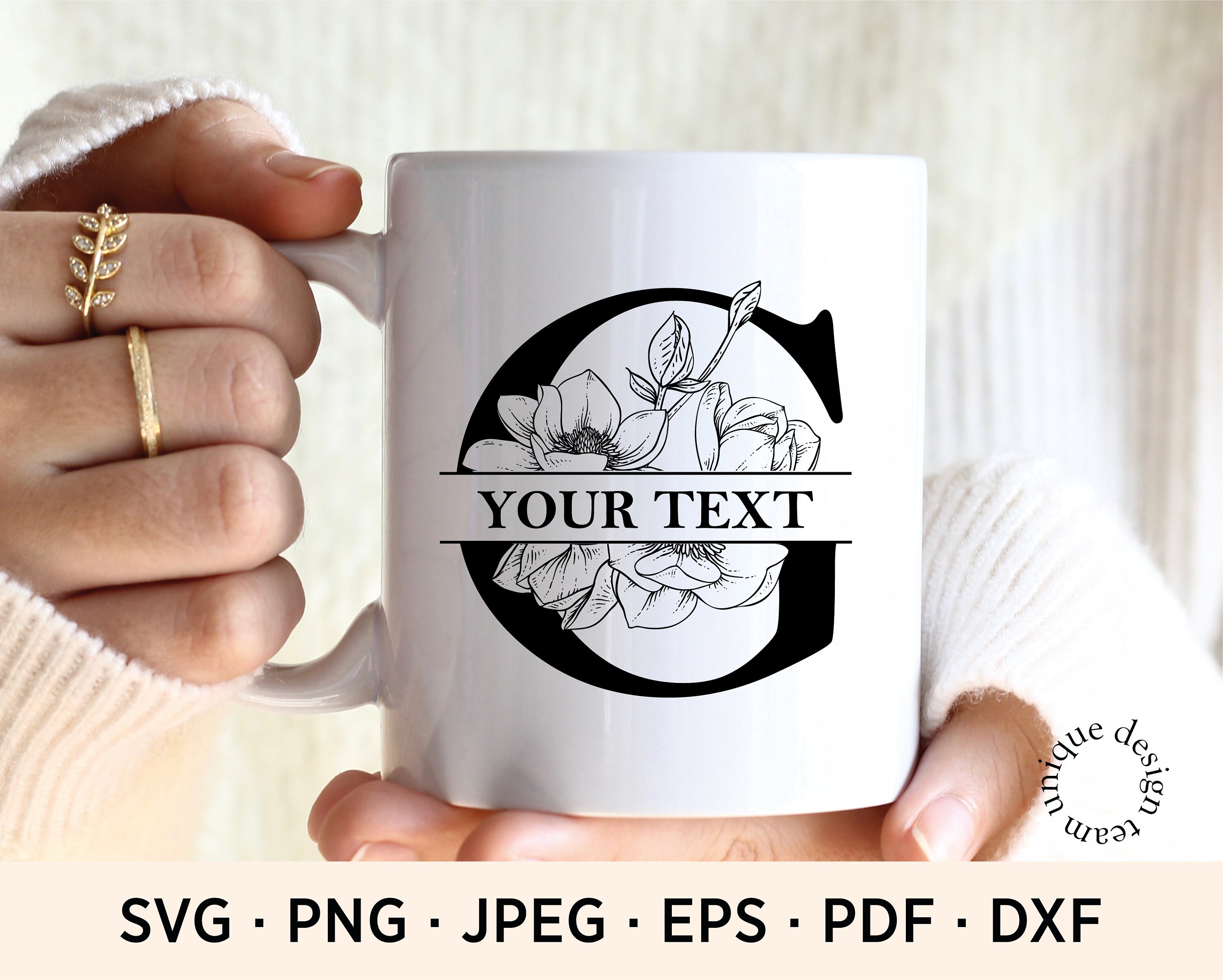 Flower Split Letter G, Personal Floral Letter SVG, Monogram Font ...