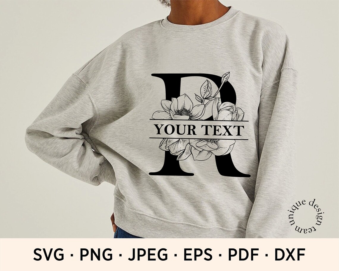 Flower Split Letter R, Personal Floral Letter SVG, Monogram Font ...