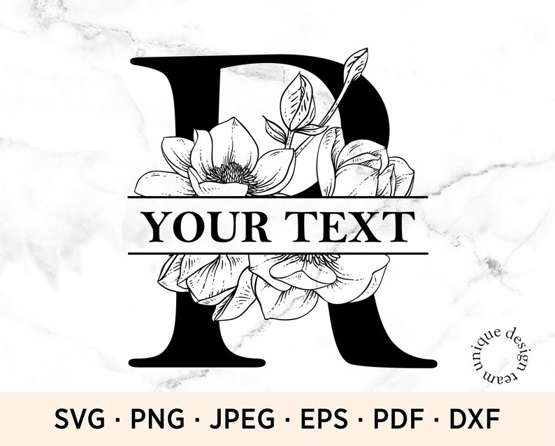 Flower Split Letter R, Personal Floral Letter SVG, Monogram Font ...