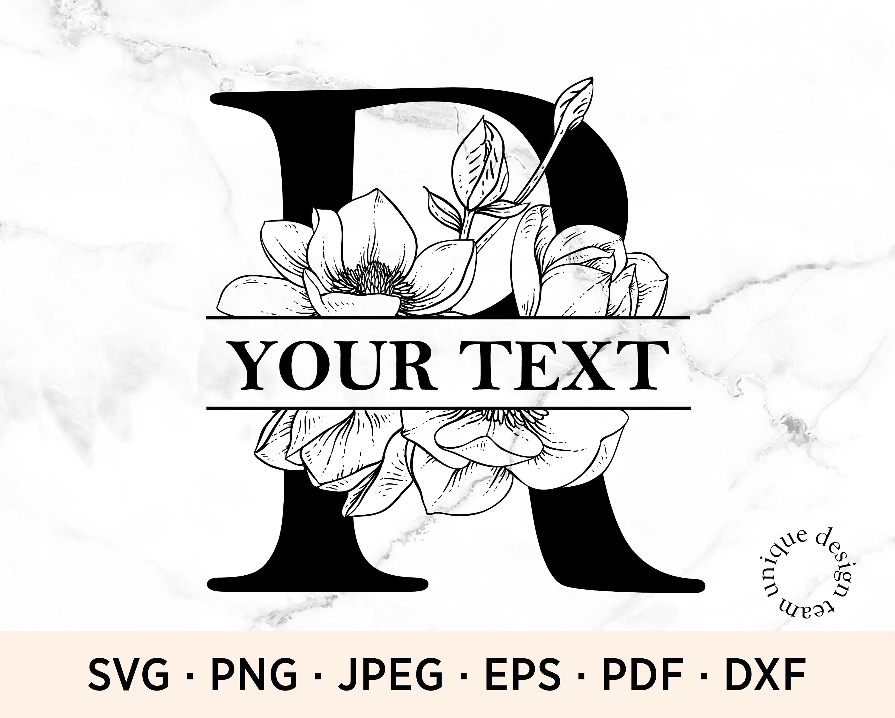 Flower Split Letter R, Personal Floral Letter SVG, Monogram Font ...