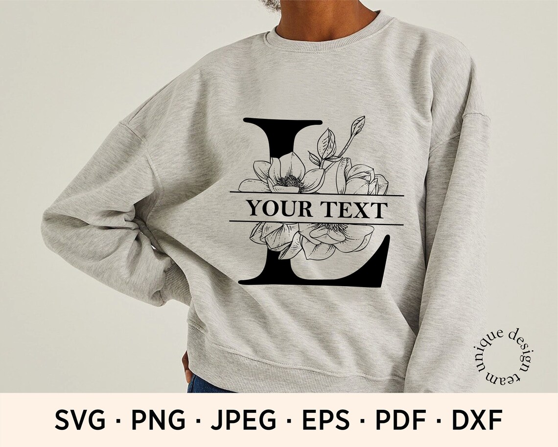 Flower Split Letter L, Personal Floral Letter SVG, Monogram Font ...