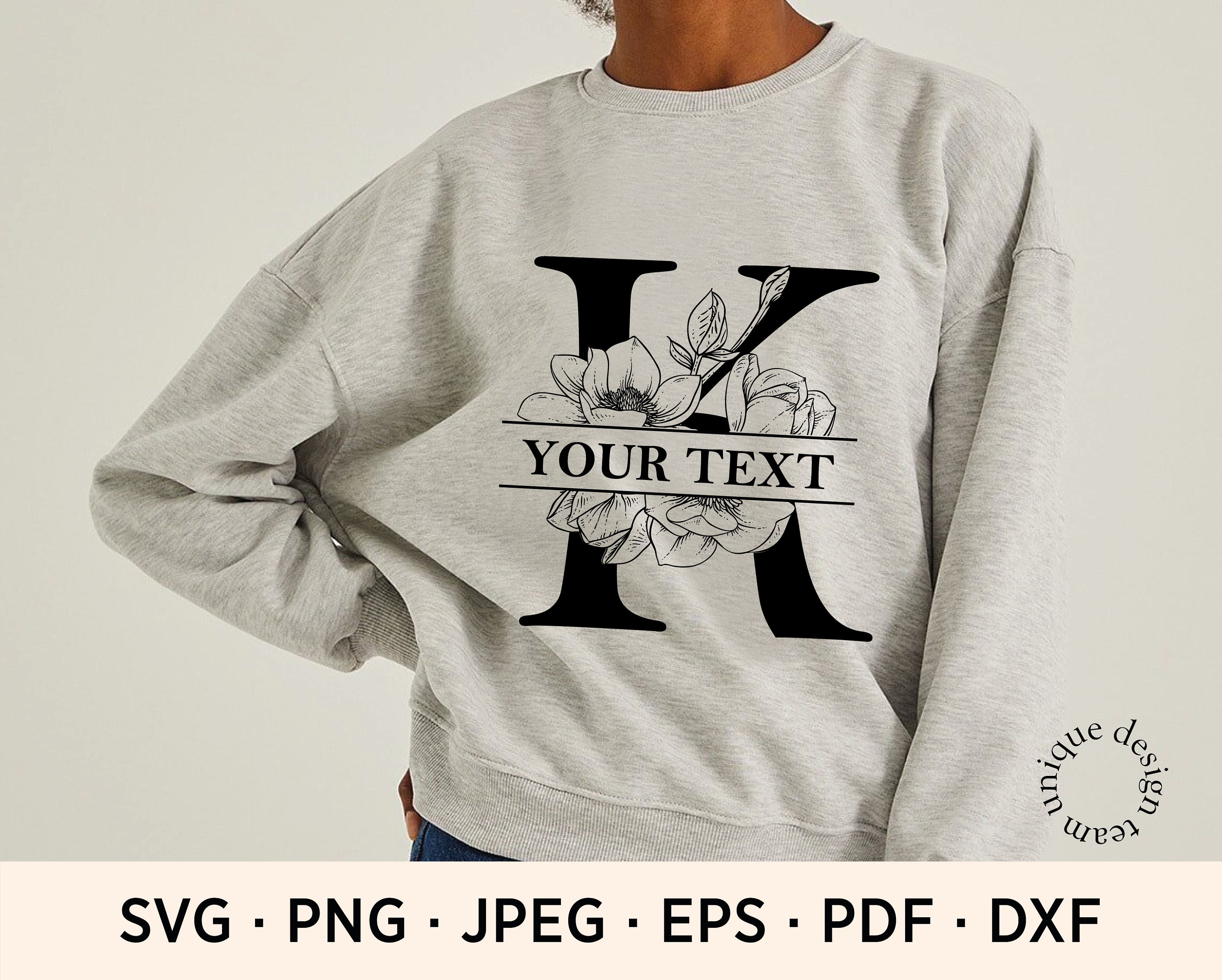 Flower Split Letter K, Personal Floral Letter SVG, Monogram Font ...