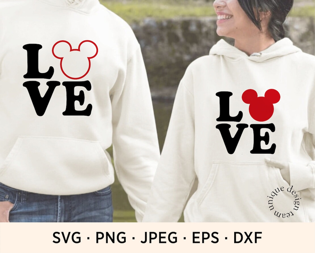 Valentines Day SVG, Mickey Mouse Love Heart SVG, Couples Love SVG Cut ...