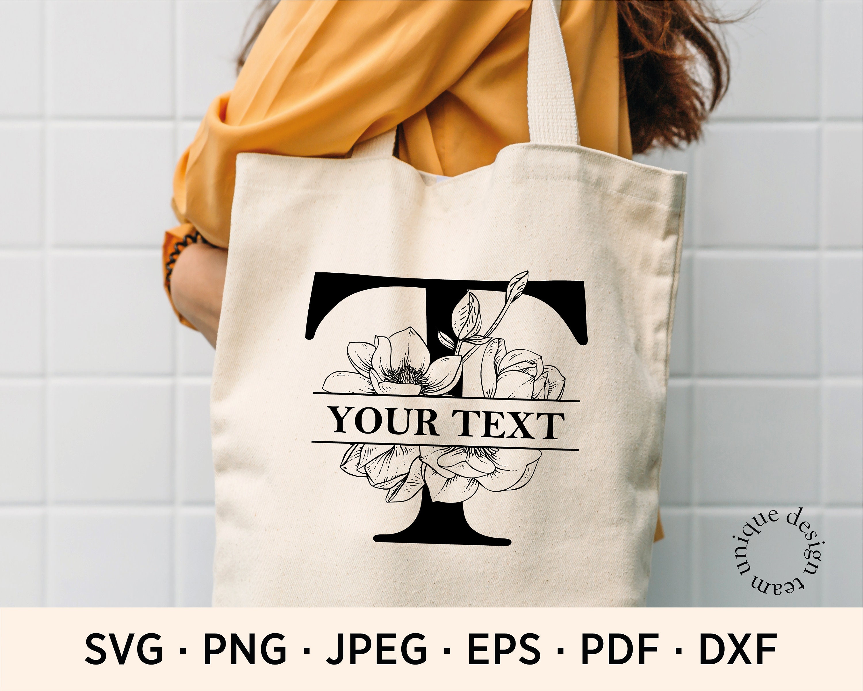 Flower Split Letter T, Personal Floral Letter SVG, Monogram Font ...