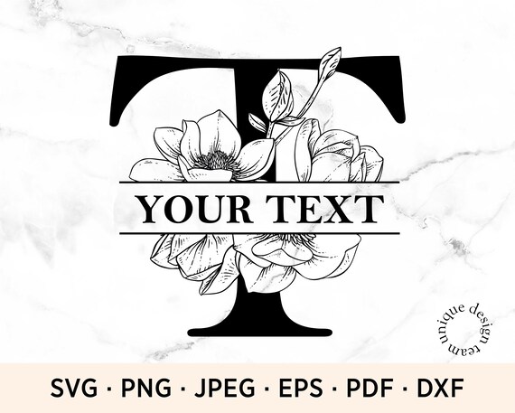 Flower Split Letter T Personal Floral Letter SVG Monogram | Etsy