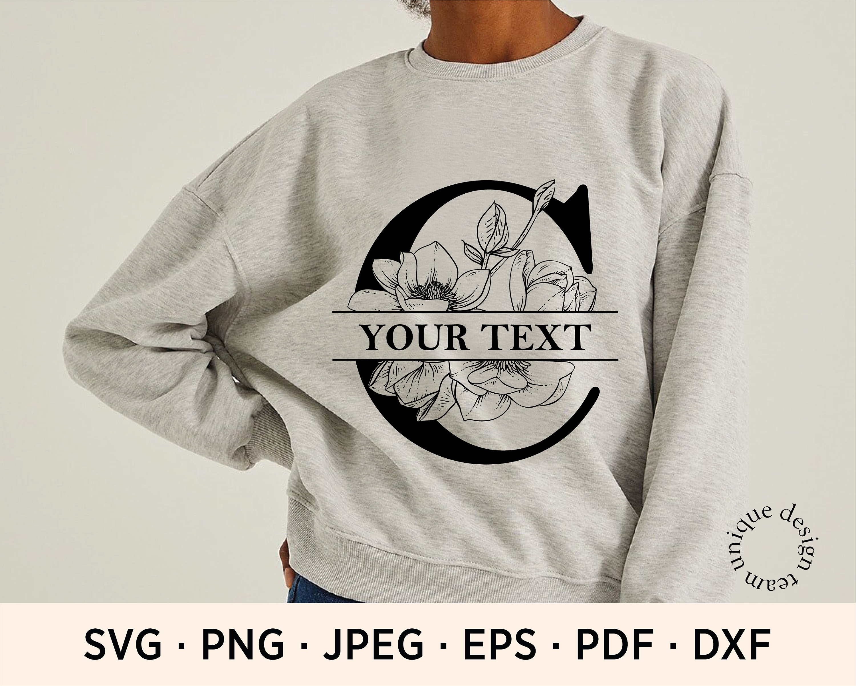 Flower Split Letter C, Personal Floral Letter SVG, Monogram Font ...