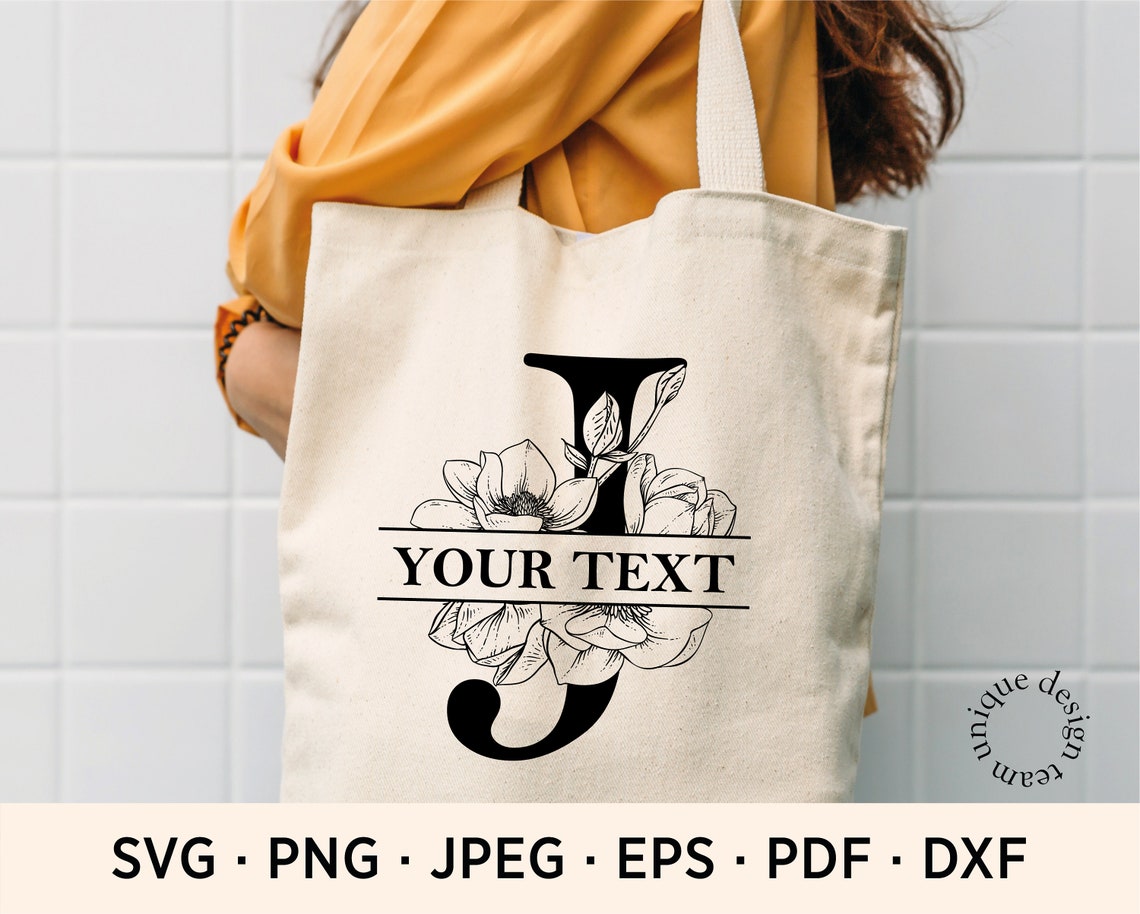 Flower Split Letter J, Personal Floral Letter SVG, Monogram Font ...