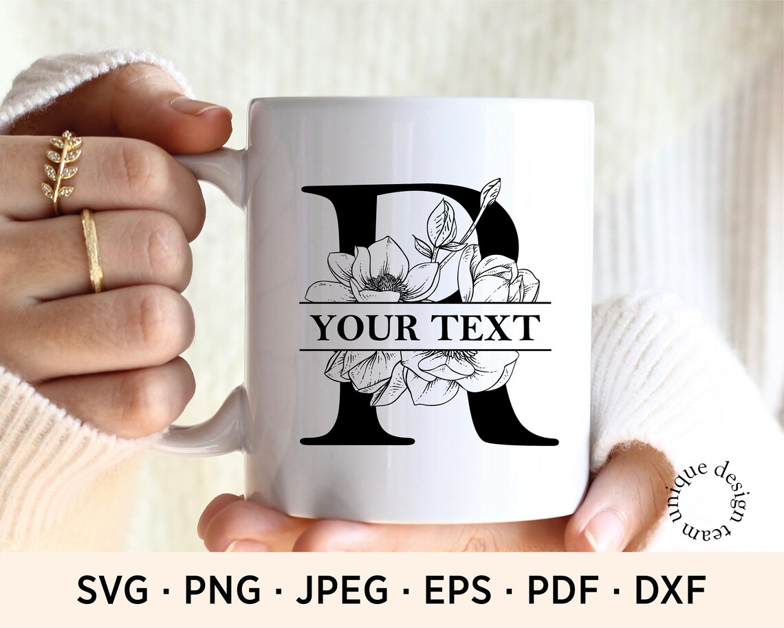 Flower Split Letter R, Personal Floral Letter SVG, Monogram Font ...
