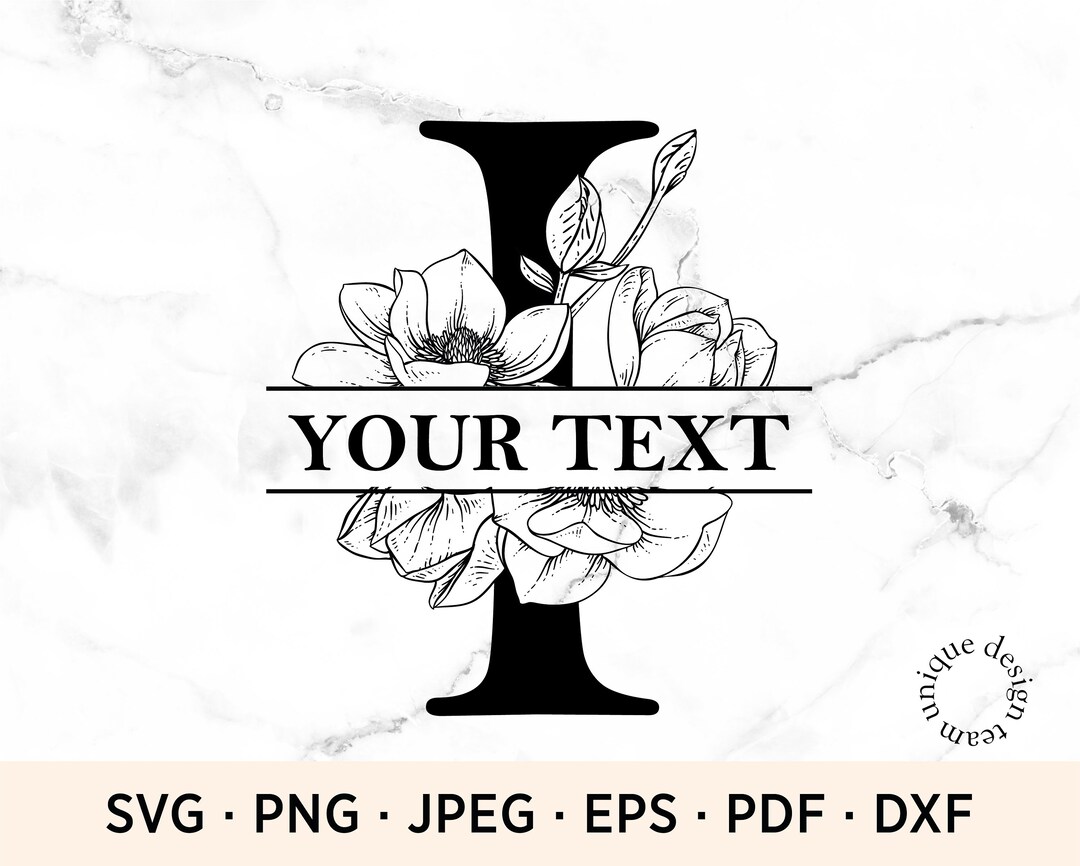Flower Split Letter I, Personal Floral Letter SVG, Monogram Font ...