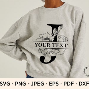 Flower Split Letter J, Personal Floral Letter SVG, Monogram Font ...