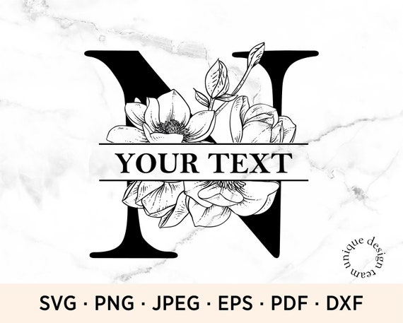 Flower Split Letter N Personal Floral Letter SVG Monogram | Etsy