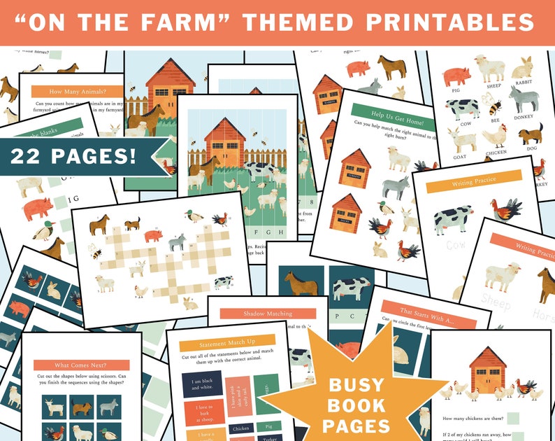 At the Farm Themed Pre School Worksheets, Farmyard Animals Unit Study ...