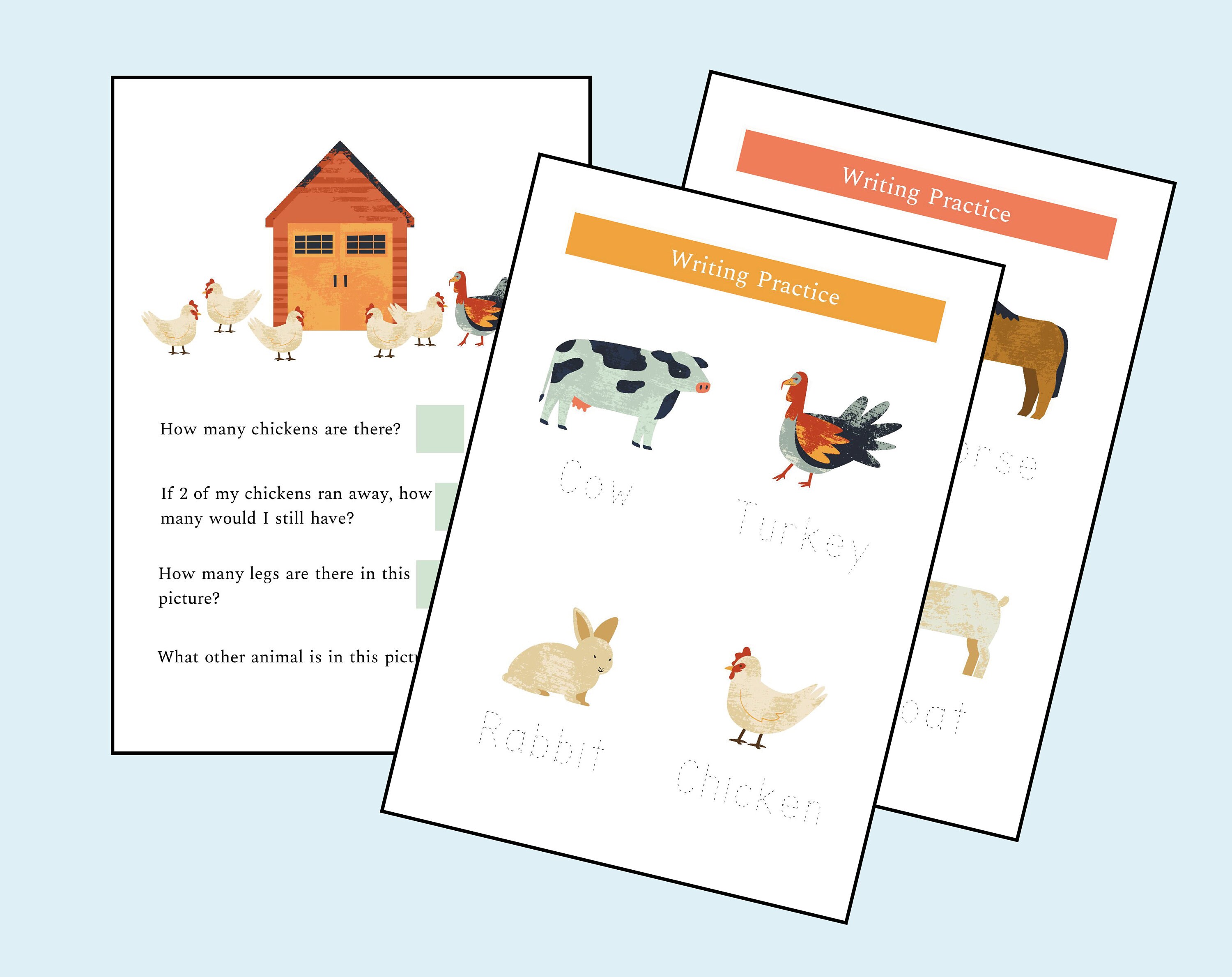 At the Farm Themed Pre School Worksheets, Farmyard Animals Unit Study ...