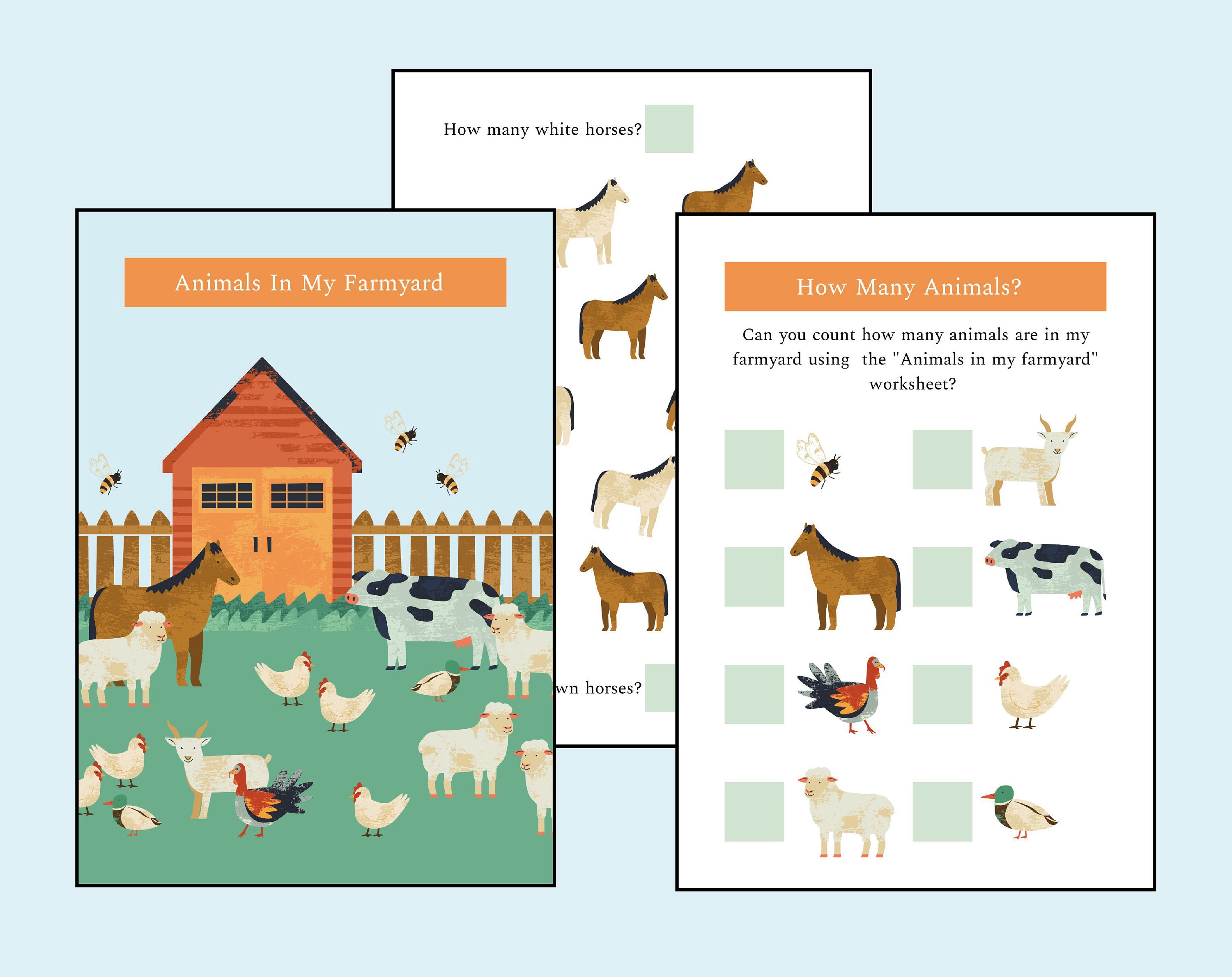 At the Farm Themed Pre School Worksheets, Farmyard Animals Unit Study ...